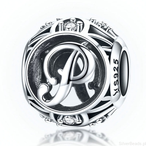 Literka P alfabet charms koralik srebro 925 - cena - Sklep internetowy ...